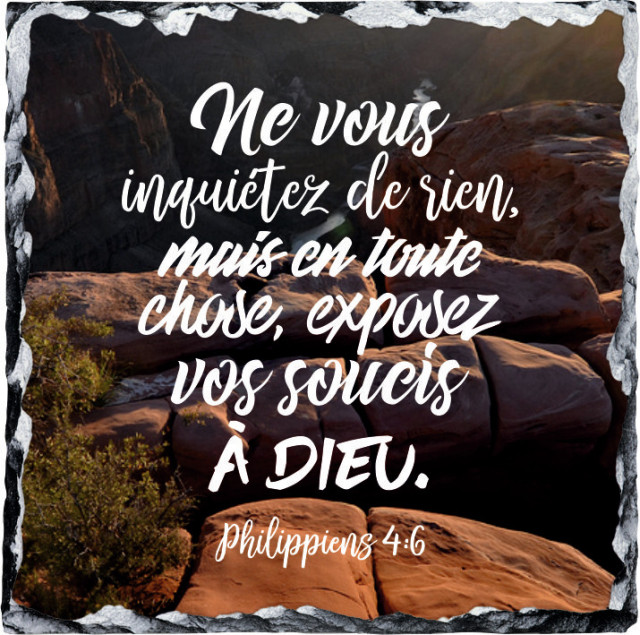 Tableau en ardoise "Ne vous inquiétez de rien […]" Philippiens 4.6 ...